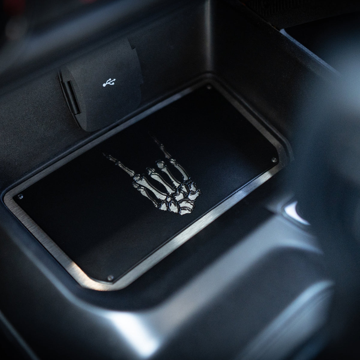 Skeleton Rock On Front Console Emblem - Powder Coated Aluminum - Fully