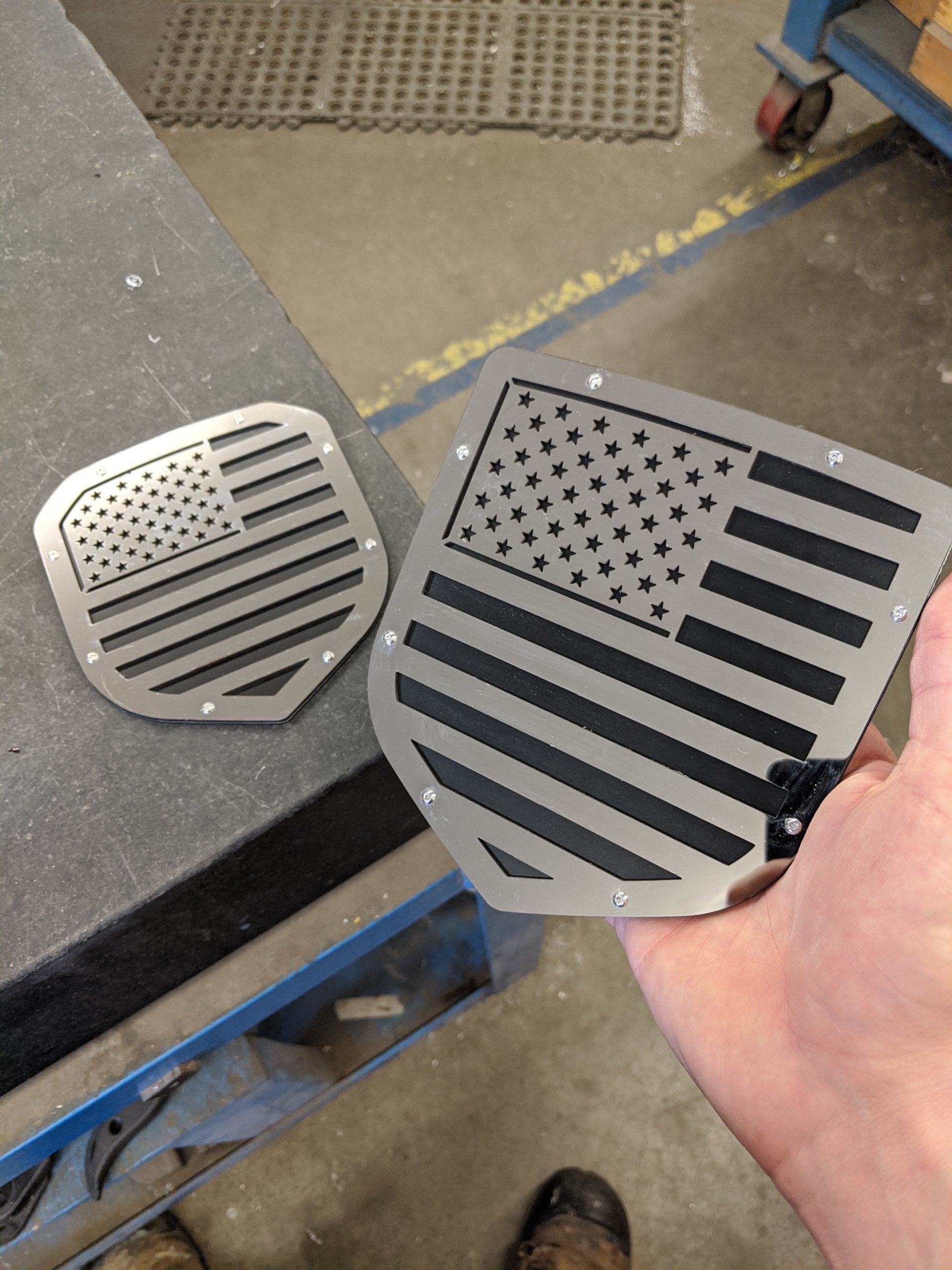 Ready to Ship - Polished American Flag Grille and Tailgate Set - Fits ...